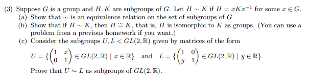 Solved 3) Suppose G is a group and H,K are subgroups of G. | Chegg.com