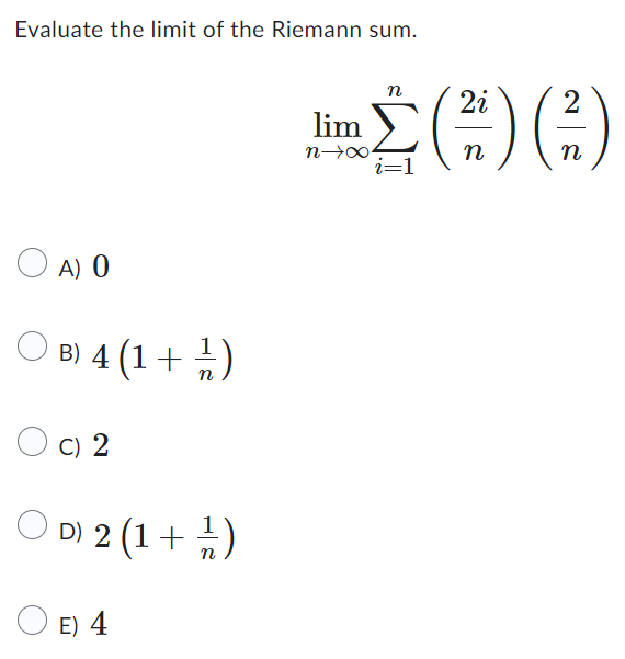 Solved Evaluate the limit of the Riemann sum. | Chegg.com