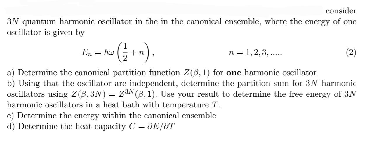 Solved 3N quantum harmonic oscillator in the in the | Chegg.com