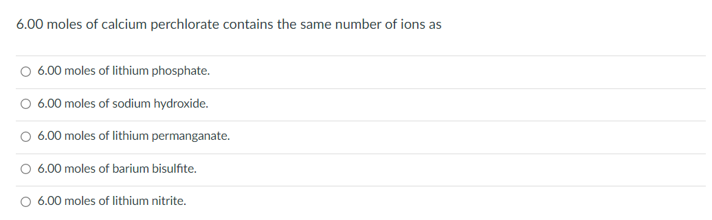 Solved 6.00 moles of calcium perchlorate contains the same | Chegg.com