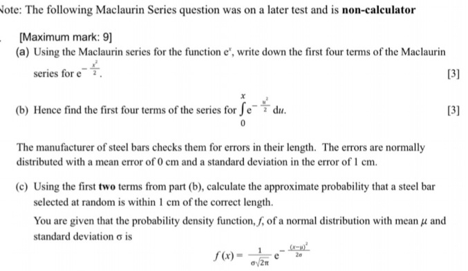 Solved Note: The following Maclaurin Series question was on | Chegg.com