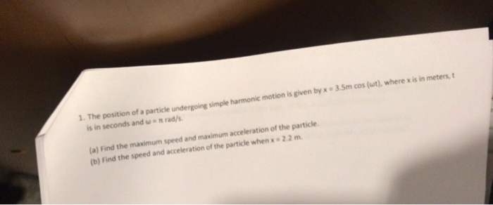 Solved 1. The position of a particle undergoing simple | Chegg.com