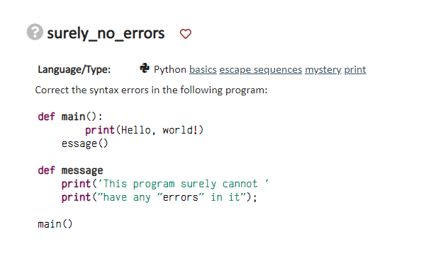 Solved surely_no_errors ♡ Language/Type: Python basics | Chegg.com