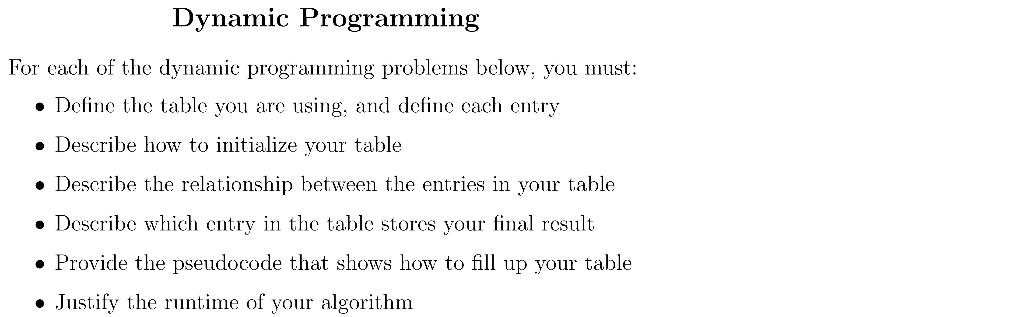 Dynamic Programming For Each Of The Dynamic
