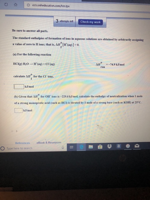 Solved 3 atempts left Check my work Be sure to answer all | Chegg.com