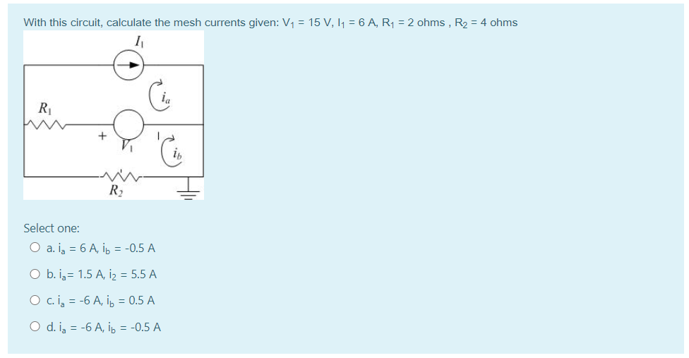 Solved With this circuit, calculate the mesh currents given: | Chegg.com