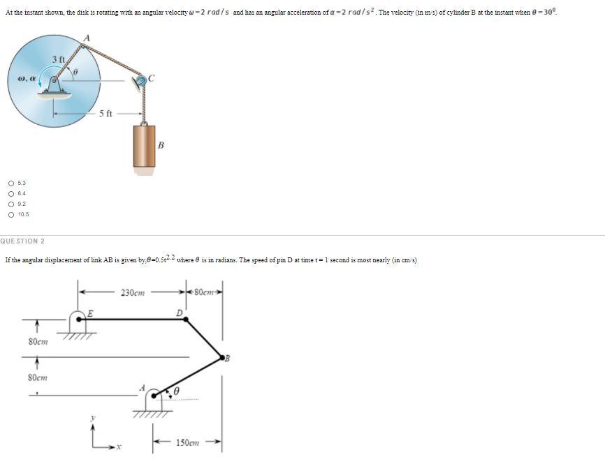 Solved At the instant shown the disk is rotating with an | Chegg.com