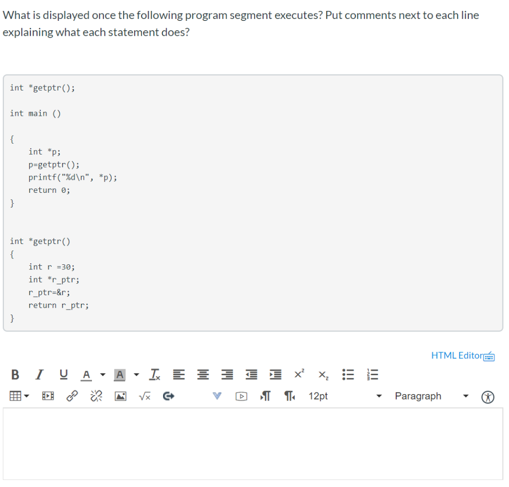 Solved What Is Displayed Once The Following Program Segment
