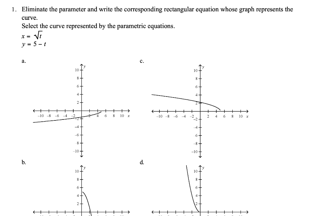 Solved 1 Eliminate The Parameter And Write The