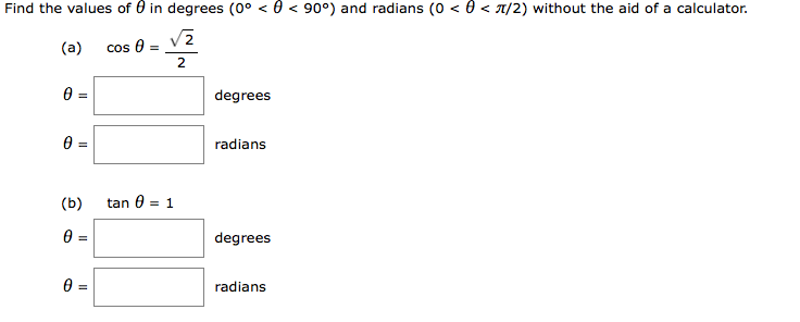 Solved Find the values of θ in degrees (0°