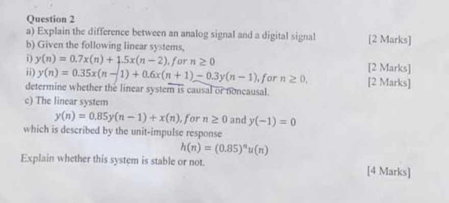 Solved Question 2 a) Explain the difference between an | Chegg.com