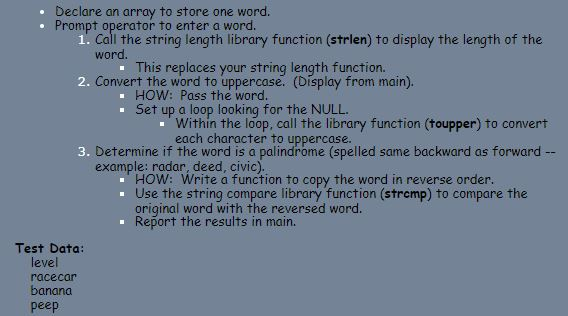 Solved • Declare an array to store one word. • Prompt | Chegg.com
