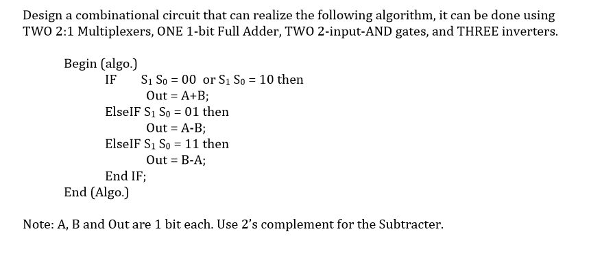 Solved Design a combinational circuit that can realize the | Chegg.com