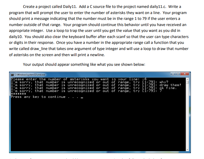 Solved Create a project called Daily11. Add a C source file | Chegg.com