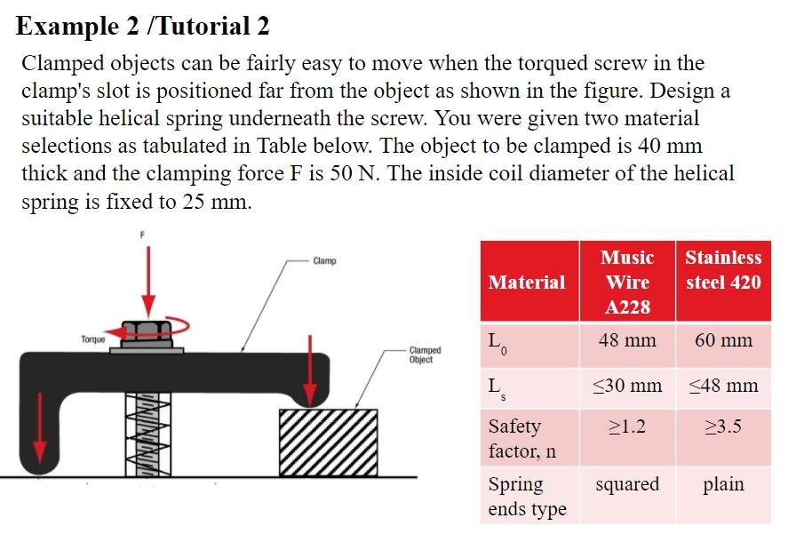 Example 2 /Tutorial 2 Clamped objects can be fairly | Chegg.com