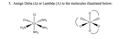 Solved 5. Assign Delta (A) or Lambda (A) to the molecules | Chegg.com