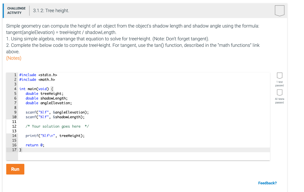 Solved CHALLENGE 3.1.2: Tree height. ACTIVITY Simple | Chegg.com