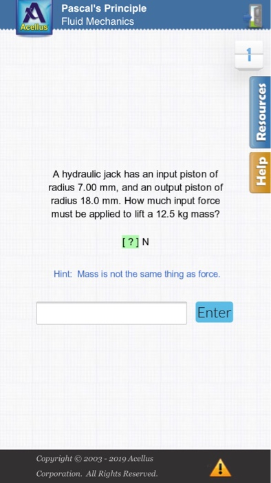 Solved Pascal's Principle Acellus Fluid Mechanics A | Chegg.com