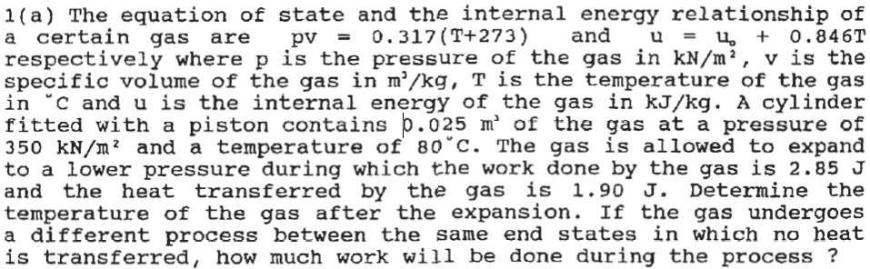Solved The equation of state and the internal energy | Chegg.com