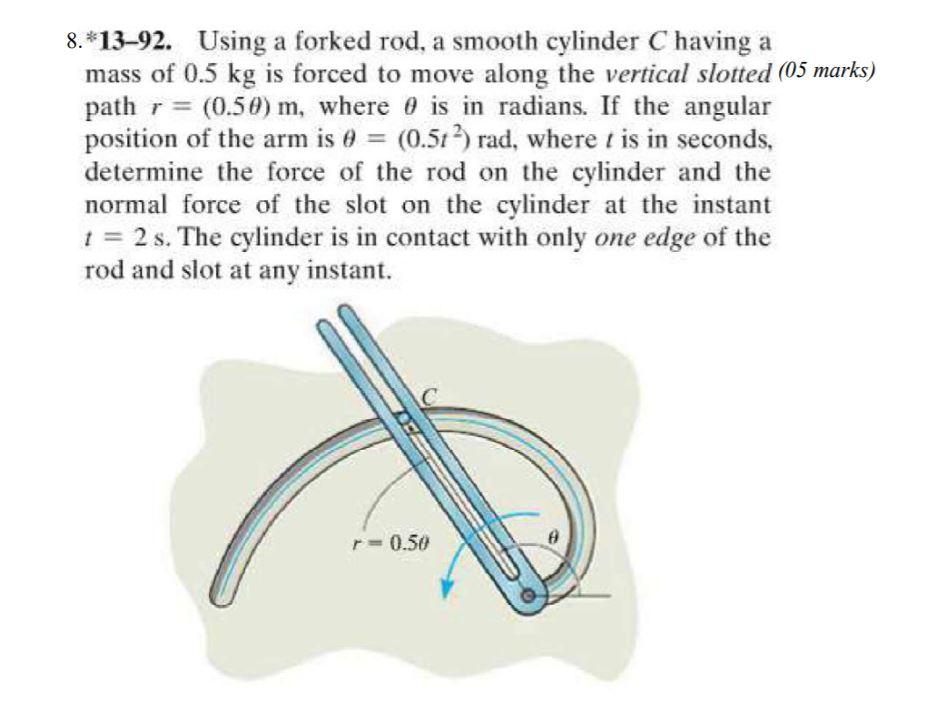 Solved 8.*13–92. Using a forked rod, a smooth cylinder C | Chegg.com