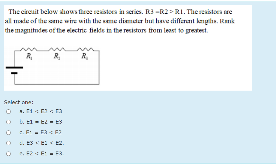 Solved The circuit below shows three resistors in series. R3 | Chegg.com