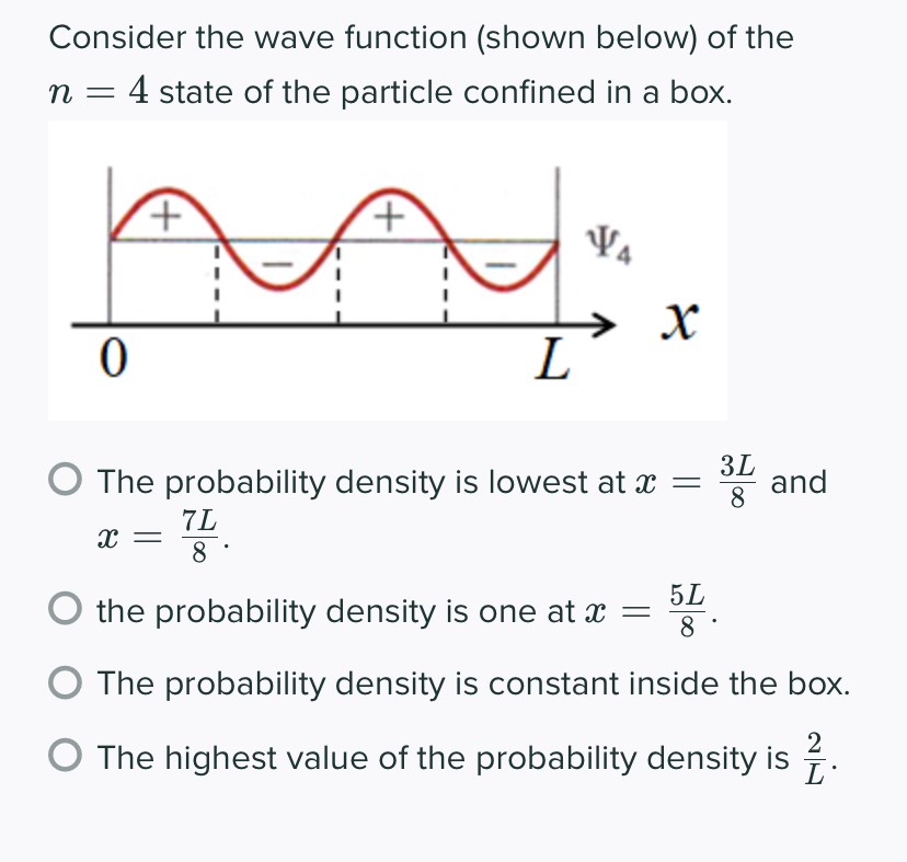 Solved Consider the wave function (shown below) of the 4 | Chegg.com
