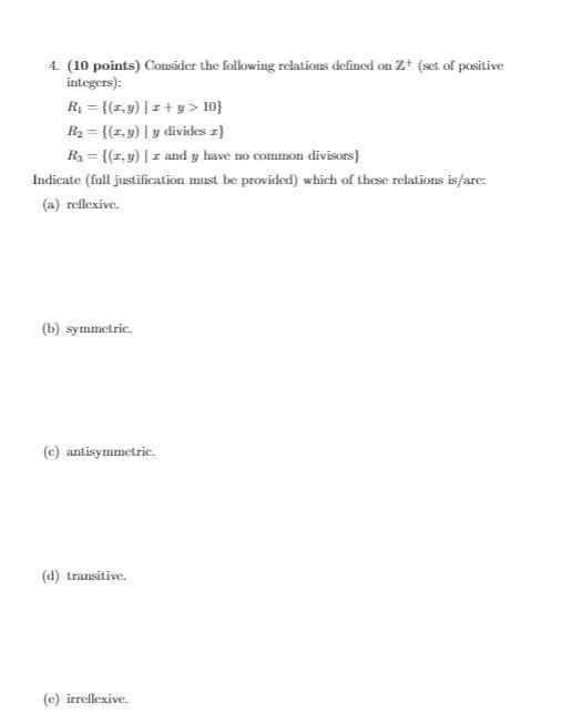 Solved 4. (10 points) Consider the following relations | Chegg.com