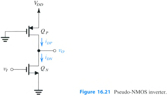 Solved *16.26 Consider a pseudo-NMOS inverter as shown in | Chegg.com
