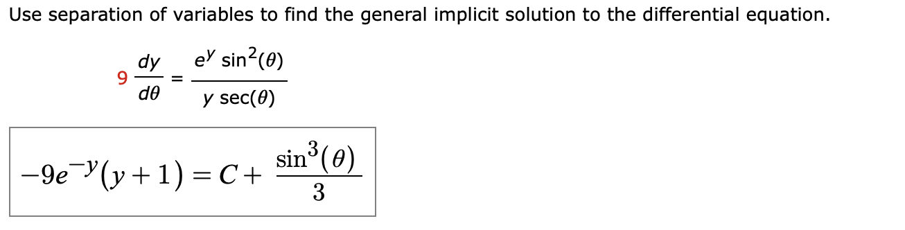 Solved Use separation of variables to find the general | Chegg.com