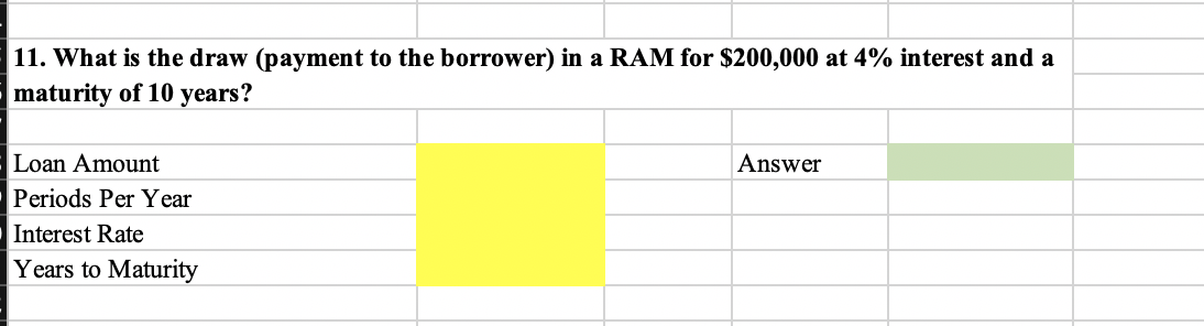 Solved 11. What is the draw (payment to the borrower) in a | Chegg.com