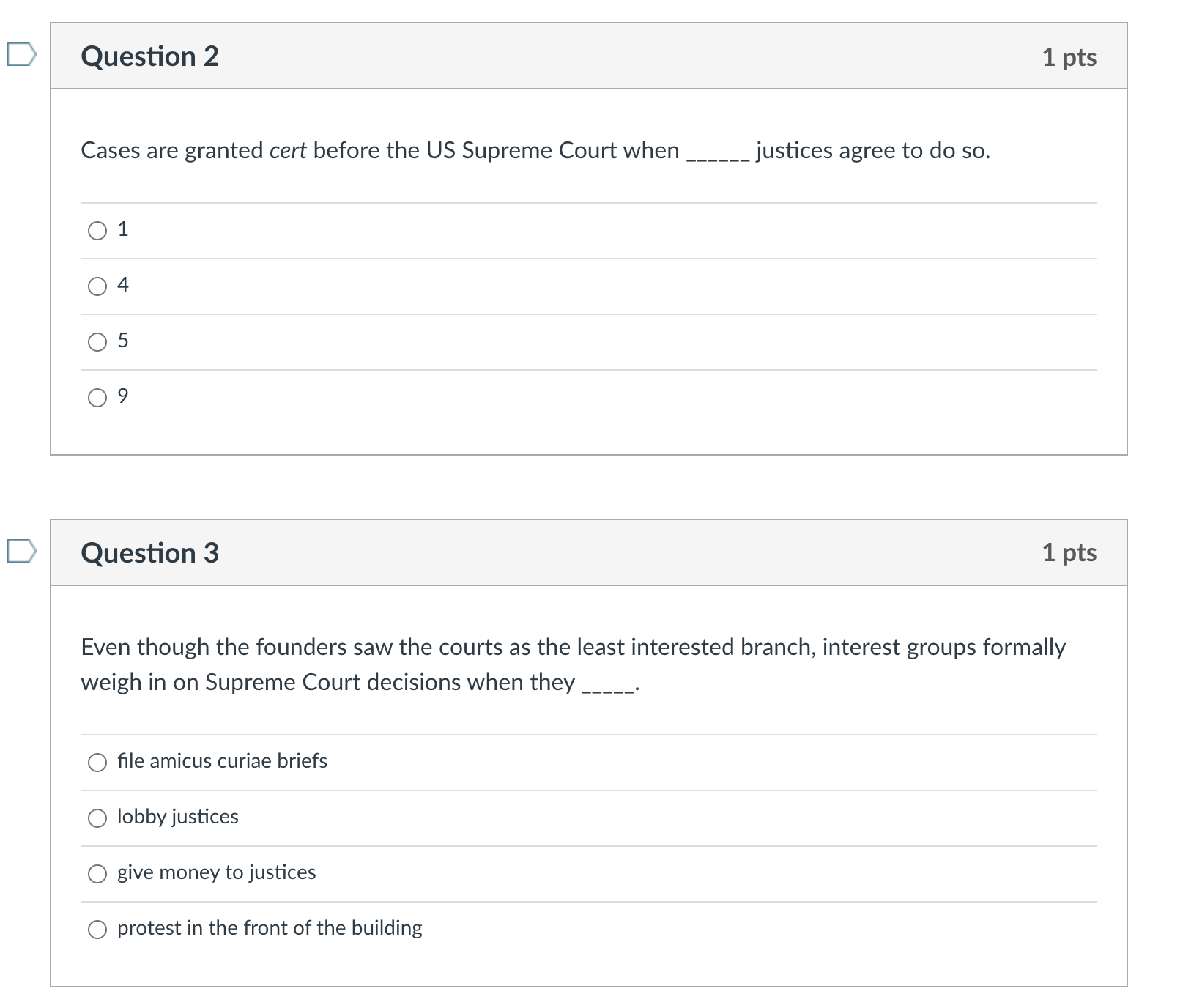 Solved Question 2 1 pts Cases are granted cert before the US | Chegg.com