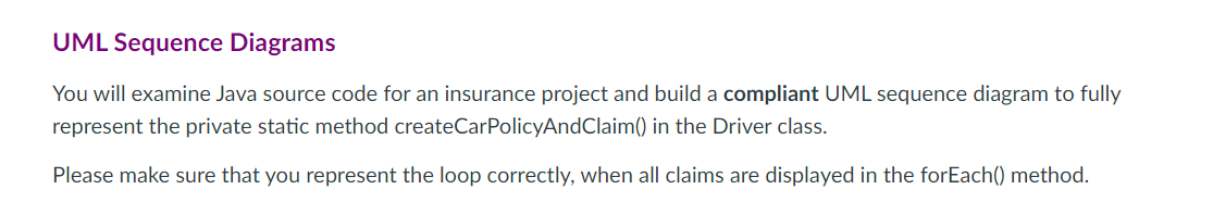 UML Sequence Diagrams You will examine Java source | Chegg.com