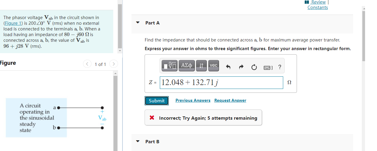 Solved Review Constants Part A The phasor voltage Vab in the | Chegg.com