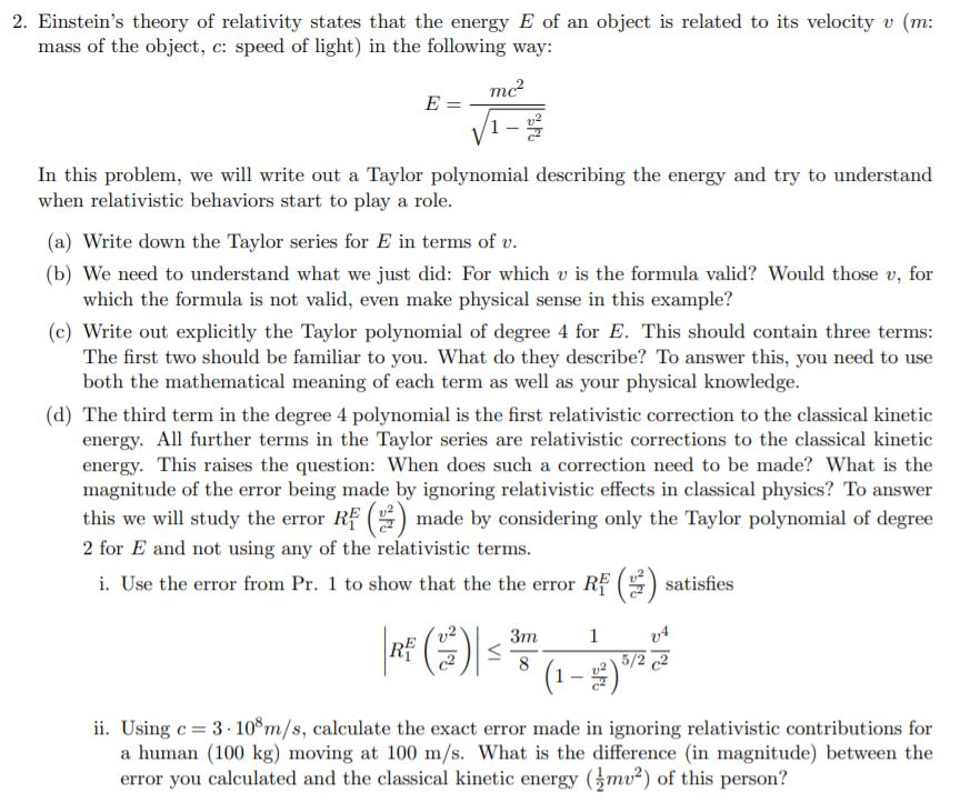 2. Einstein's theory of relativity states that the | Chegg.com