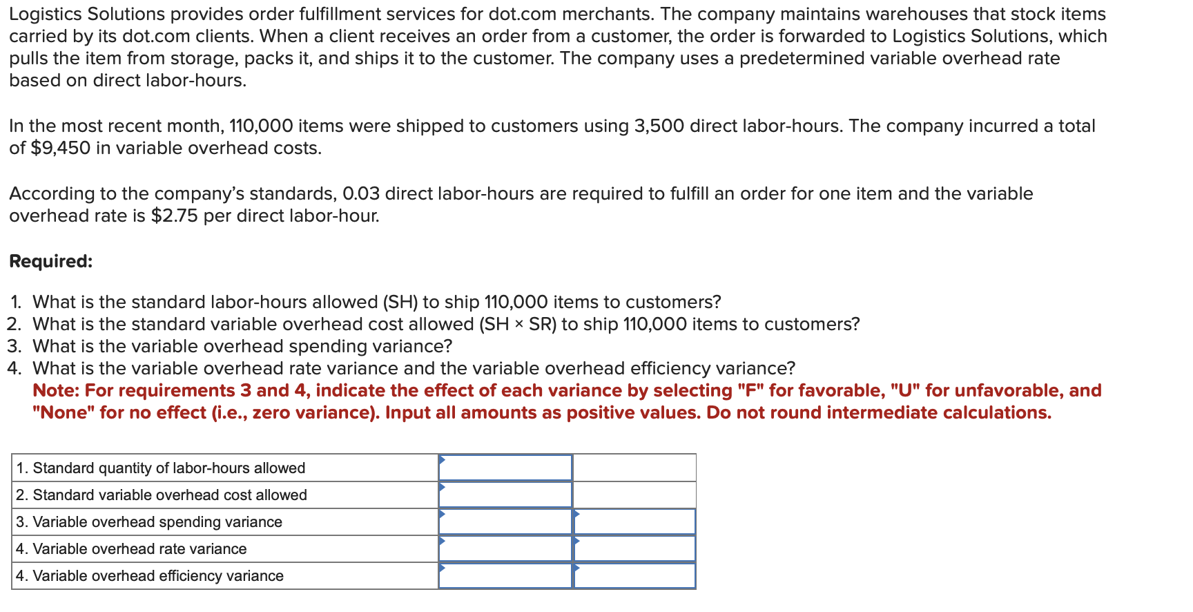 Solved Logistics Solutions provides order fulfillment | Chegg.com