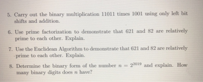 Solved 5. Carry out the binary multiplication 11011 times | Chegg.com
