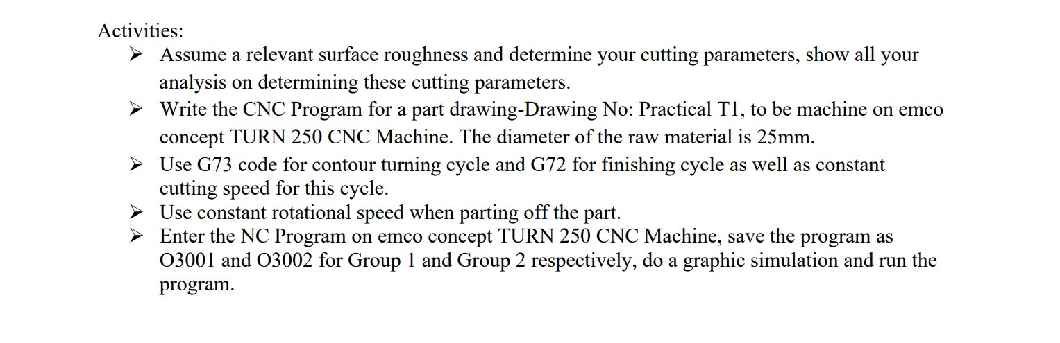 Solved Write the CNC Program for a part drawing to be | Chegg.com