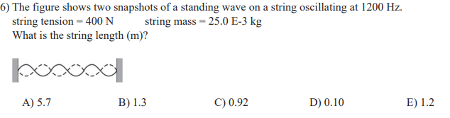 Solved 6) The figure shows two snapshots of a standing wave | Chegg.com
