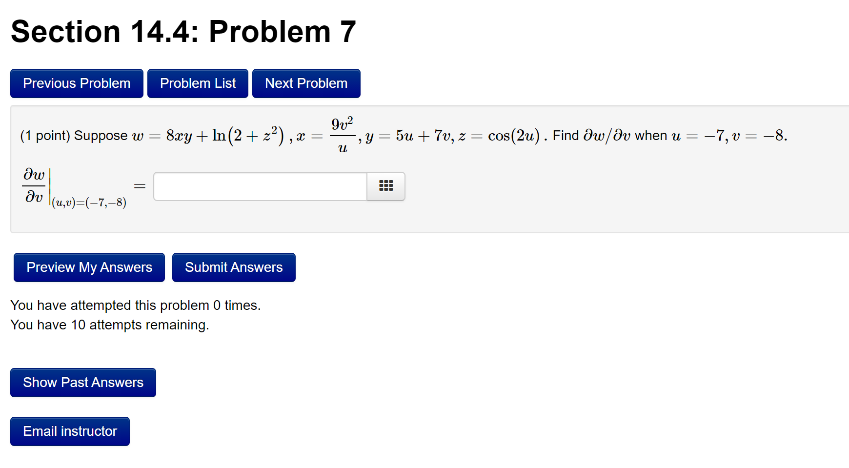 Solved Section 144 Problem 7 Previous Problem Problem List 