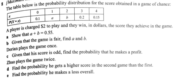 Solved 8 [M The table below is the probability distribution | Chegg.com