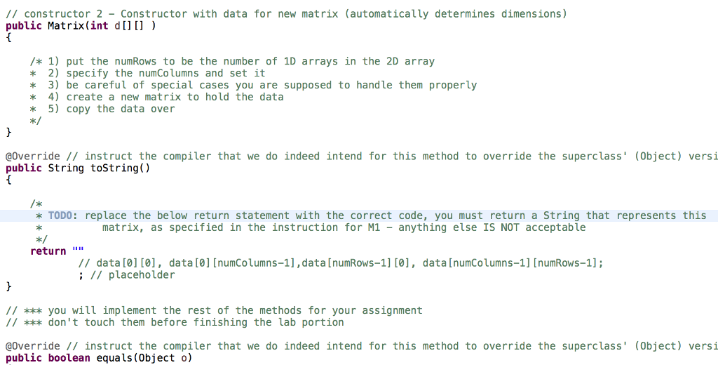 Solved Open Matrixjava And You Will See Three Constructors 8059