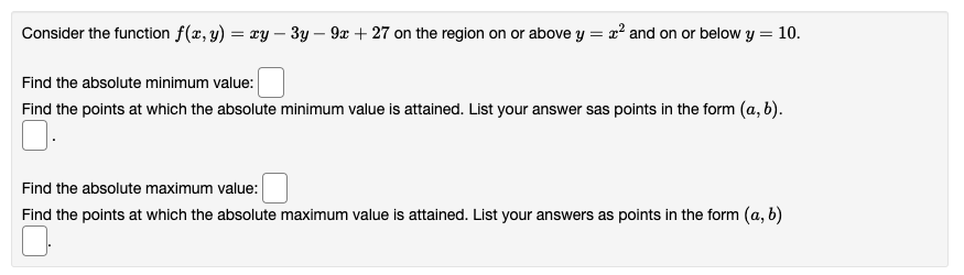 Solved Consider the function f(x,y)=xy−3y−9x+27 on the | Chegg.com