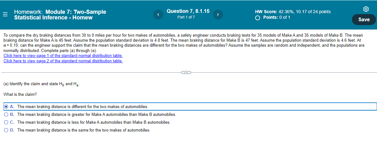 Solved = Homework: Module 7: TWO-Sample Statistical | Chegg.com