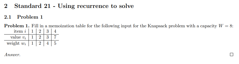 Solved 2 Standard 21 - Using recurrence to solve 2.1 Problem | Chegg.com
