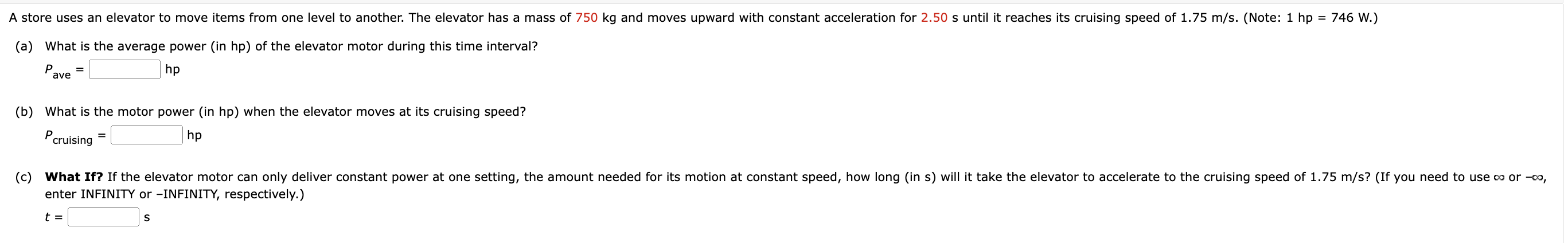 Solved (a) What is the average power (in hp) of the elevator | Chegg.com
