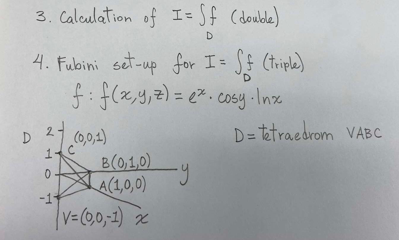Solved 3. Calculation of I=∫D (double) 4. Fubini set-up for | Chegg.com