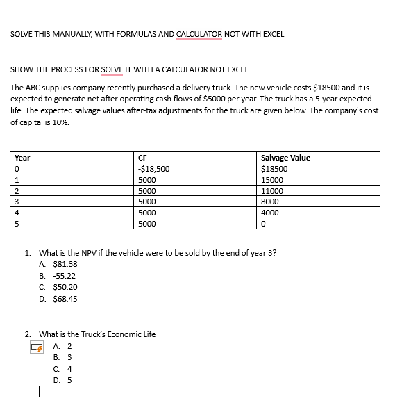 Solved SOLVE THIS MANUALLY, WITH FORMULAS AND CALCULATOR NOT | Chegg.com