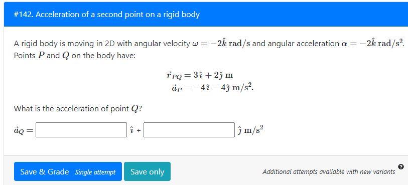 Solved #142. Acceleration of a second point on a rigid body | Chegg.com