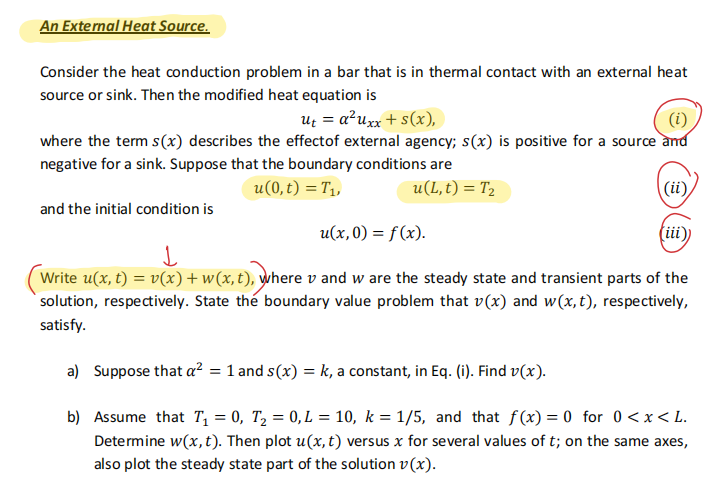 Solved An External Heat Source. Consider the heat conduction | Chegg.com