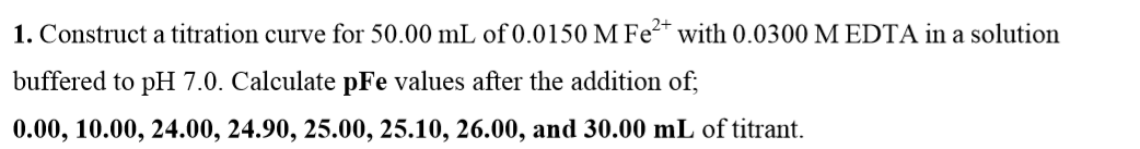 Solved 1. Construct a titration curve for 50.00 mL of 0.0150 | Chegg.com